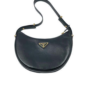 Prada | Bags | Prada Arqu Black Calfskin Leather Shoulder Bag Crescent Moon Shape | Poshmark